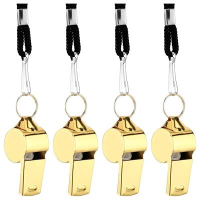 1X Stainless Steel Metal Sports Whistle Very Loud Whistle with Rope New ...