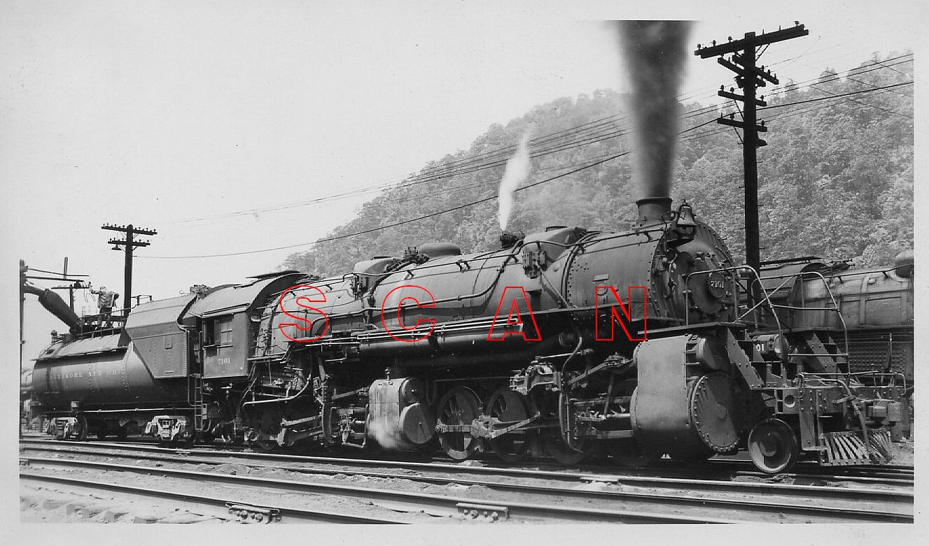 3D537 RP 1947 BALTIMORE & OHIO RAILROAD 2-8-8-0 LOCO #7101 ROWLESBURG ...