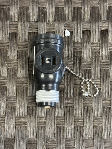 Light Bulb Socket Adapter Pull Chain Control Switch Two Outlet Power ...