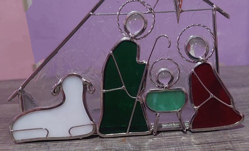 Stained Glass Tea Light Nativity Scene Holy Family Christmas Decor ...