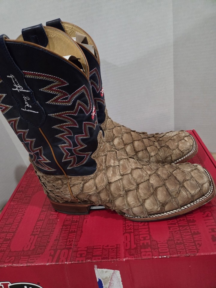 11.5 D ⭐ JUSTIN GEORGE STRAIT ⭐ OCEAN FRONT TAN PIRARUCU COWBOY ⭐ WESTERN BOOTS | eBay