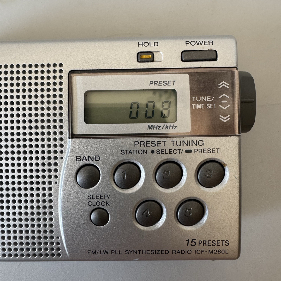 SONY ICF-M260L Portable Radio FM/LW with 15 Presets Silver Digital ...