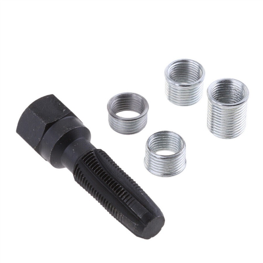 14mm Spark Plug Re-thread 4 Inserts Cylinder Head Thread Reamer Tap ...