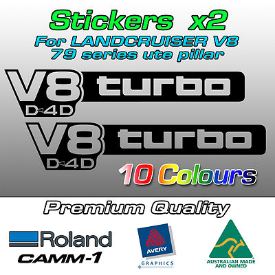 V8 turbo D4D Stickers for Toyota Landcruiser VDJ 79 series PILLAR ...