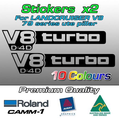 V8 turbo D4D Stickers for Toyota Landcruiser VDJ 79 series PILLAR ...