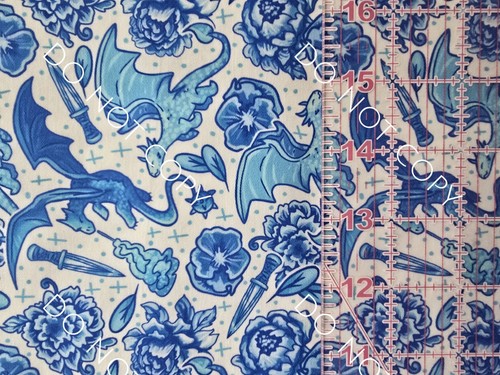 100% Cotton Woven Novelty Fabric Blue Dragons Fourth Wing By The 1/4 ...