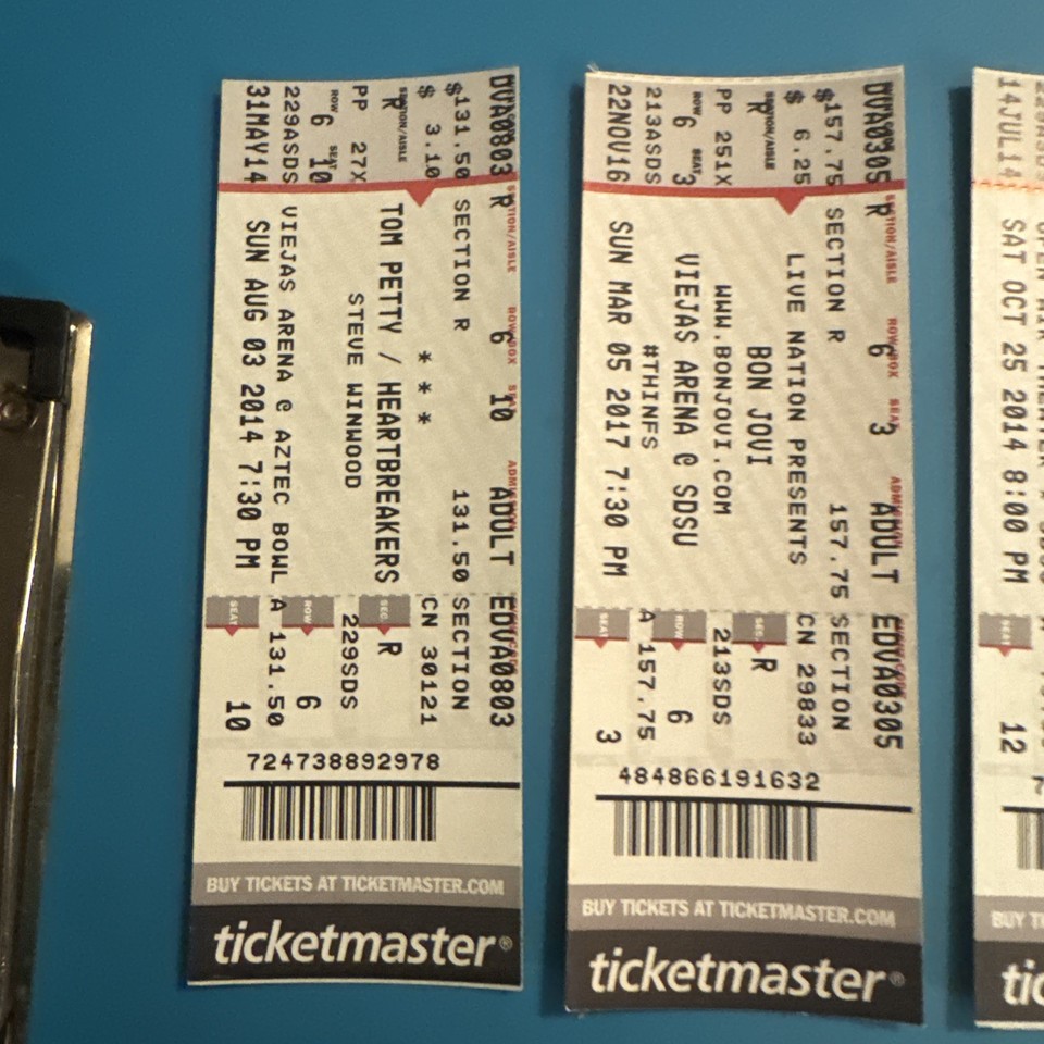 Lot Of 8 Rock Concert Tickets. Petty, Bon Jovi, Santana, Tool, More | eBay