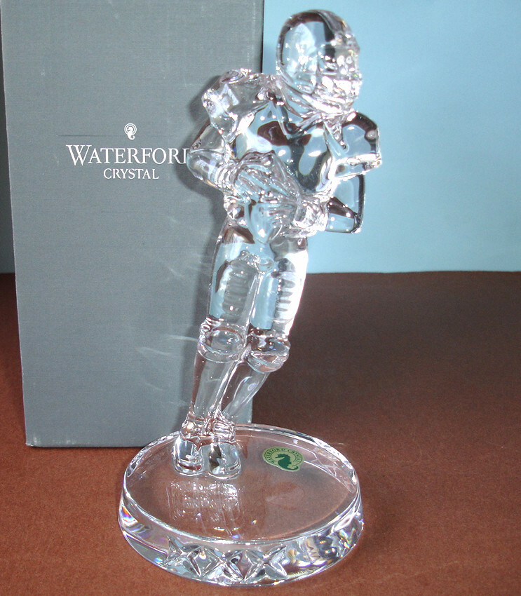 Waterford Crystal Football Player Figurine & Football Paperweight 2 PC ...