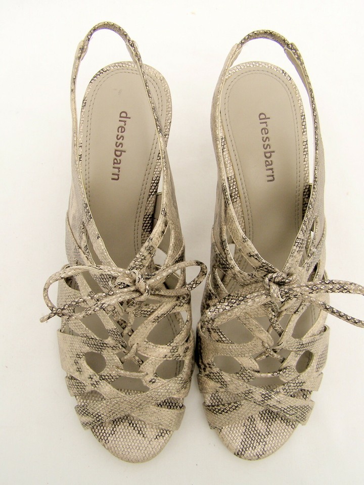 Women's 7½M Dress Barn Sandals New Faux Snakeskin Slingback 3¼” Heels ...