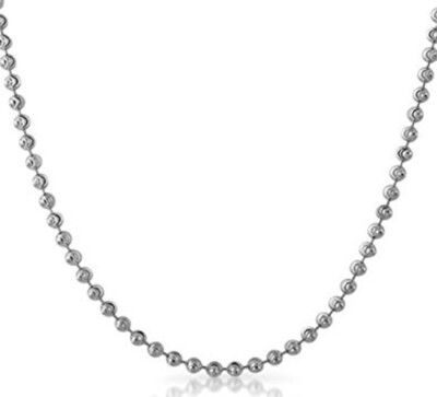 3mm Moon Cut Chain High Polish Shiny Silver Finish Mooncut Bead Ball ...