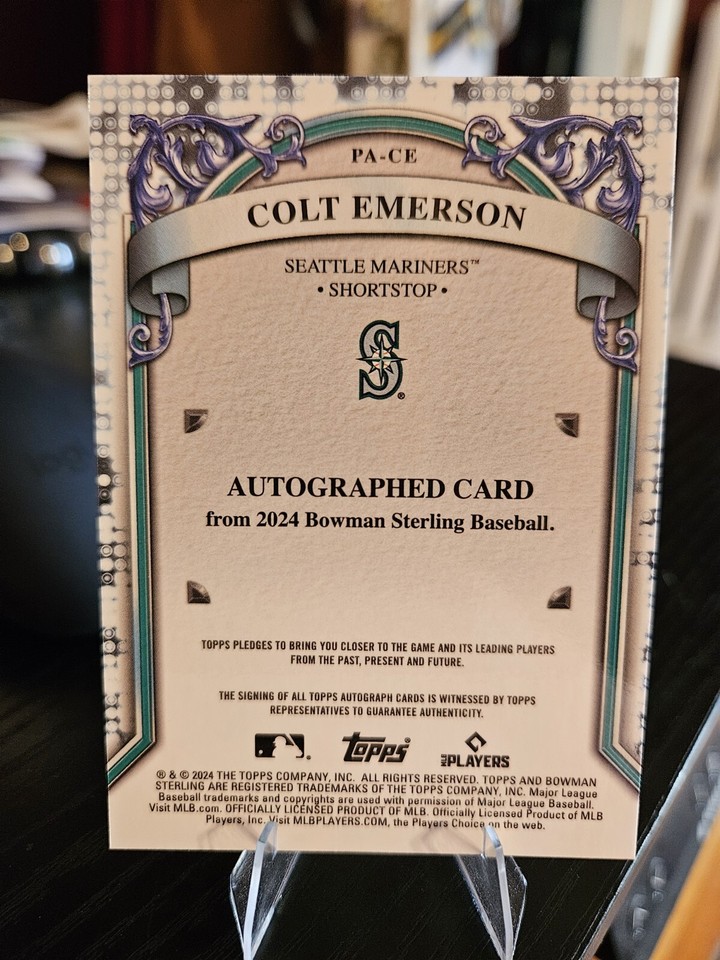 2024 Bowman Sterling Colt Emerson Purple Auto 38/120 Mariners #1 ...