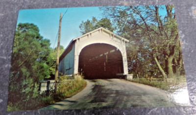 INDIANA COVERED BRIDGE POSTCARD CEDAR FORD BRIDGE NEAR SHELBYVILLE ...