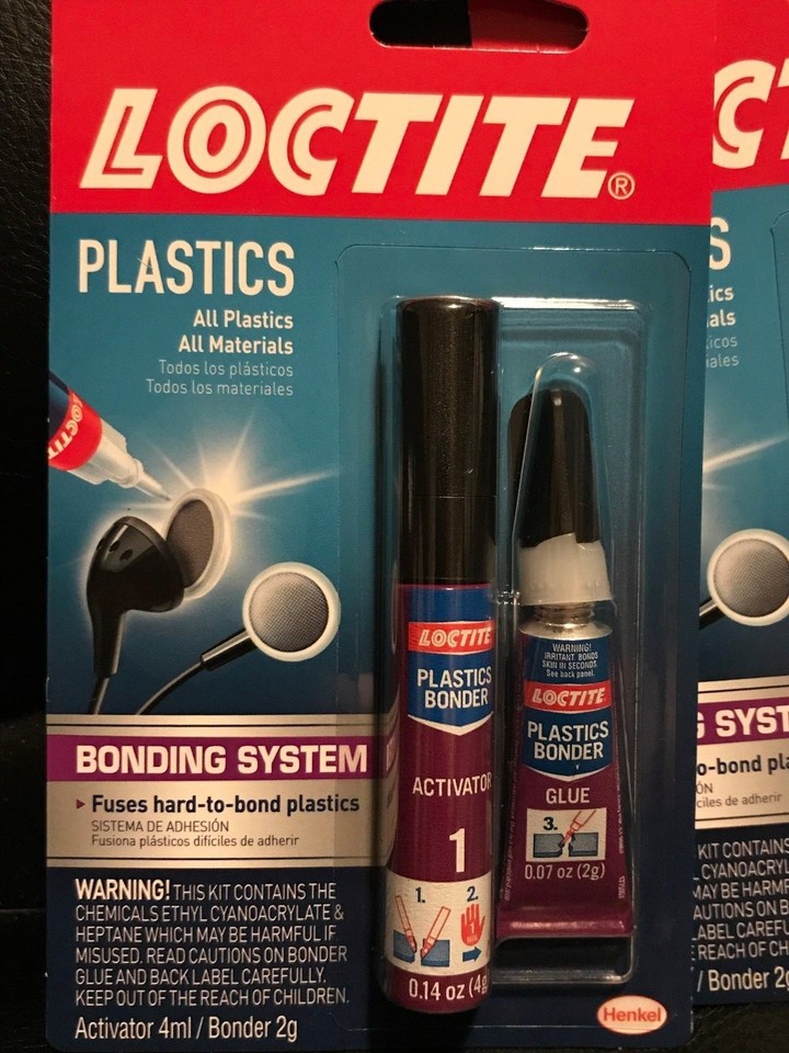 3 New LOCTITE Plastics 2pc Bonding System Super Glue Metal Leather ...