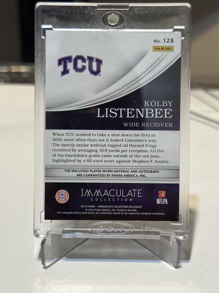 2016 Immaculate Collegiate KOLBY LISTENBEE 1/1 RPA Logo Patch TCU | eBay