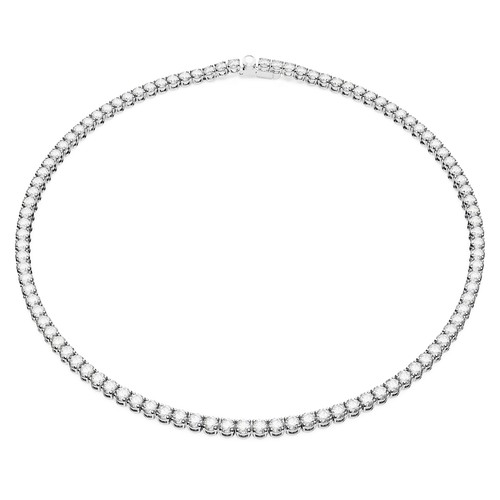 Swarovski Matrix Tennis Necklace Medium, Round Cut White Rhodium Plated ...