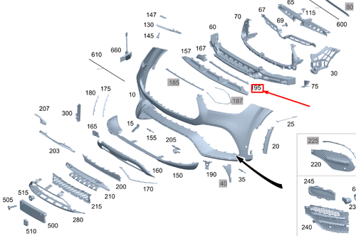 MB GLE W167 Zierleiste Frontstoßstange unten Mitte A1678854505 NEU ...