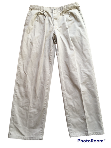 rustler khakis men tan regular fit flat front casual size 34 x 30 | eBay