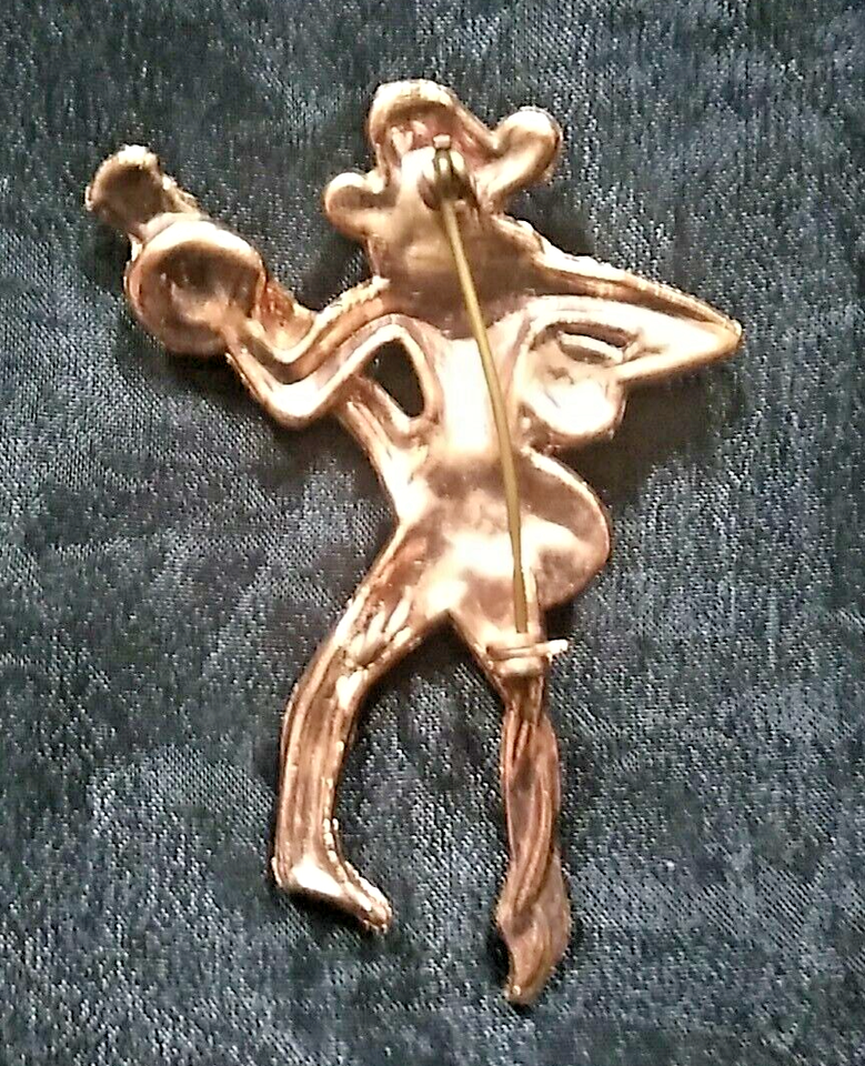 1947 URIE MANDLE HARLEQUIN BROOCH Sterling Gold Wash Vtg Mandolin Pin ...