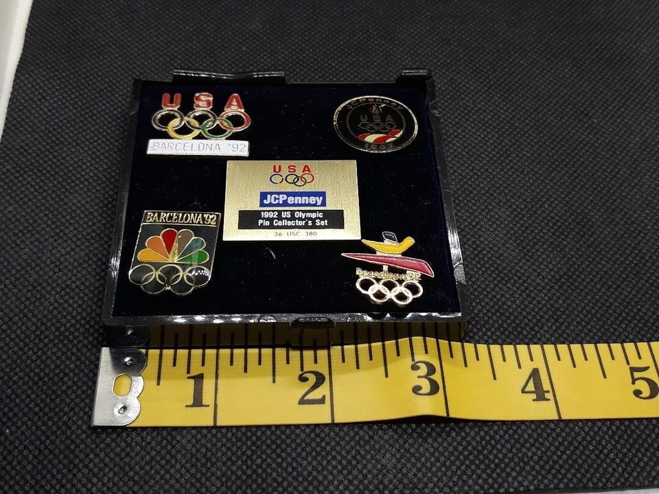 VINTAGE 1992 US Olympic Pin Collector Set 5 Pins in Box JC Penny USA ...