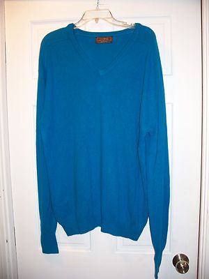 Thane Men's Size XL Vintage V Neck Soft Lightweight Long Sleeve Blue ...