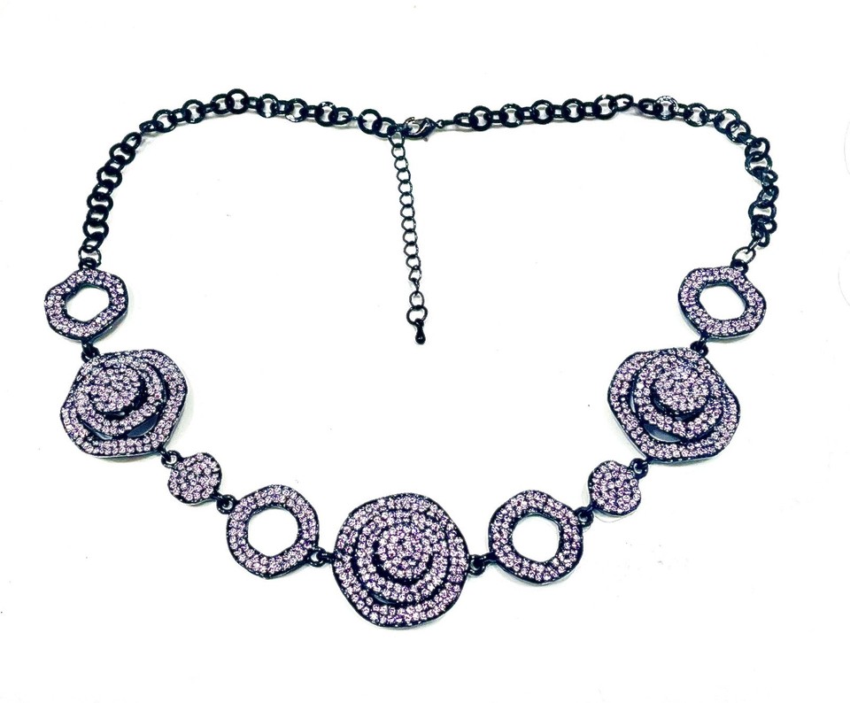 OFF PARK COLLECTION LILAC PURPLE CRYSTAL NECKLACE ON BLACK METAL | eBay