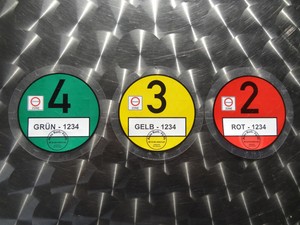 ENVIRONMENTAL BADGE, EMISSIONS STICKER, EMISSIONS DECAL, FOR GERMAN ...