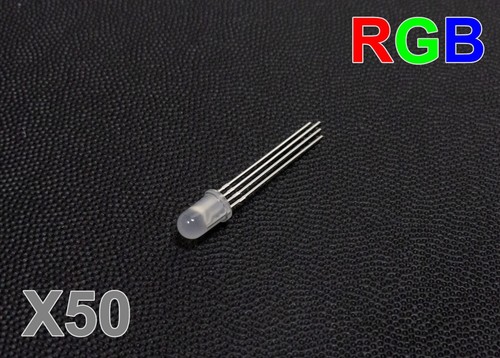 50pcs 5mm RGB 3-Color 4-pin LED with Diffuse Milky White Lens Common ...
