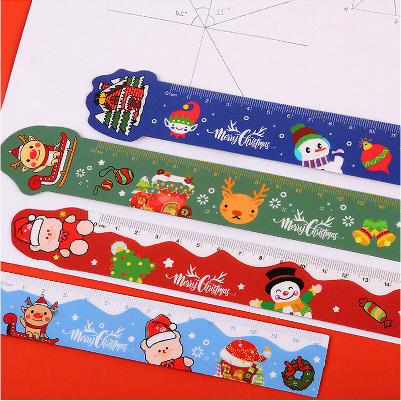 15cm Scale Christmas Magnetic Straight Ruler Snowman Elk Pattern Soft ...