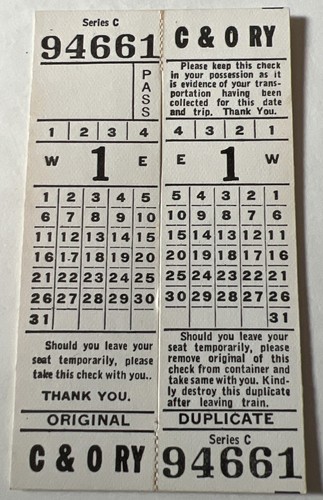 CHESSIE C & O TICKET RAILROAD RAILWAY RR RWY PASS COMPLETE UNUSED 94661 | eBay