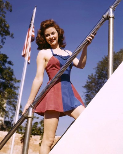 Susan Hayward red & blue vintage swimsuit by flag 8x10 Vivid Color ...