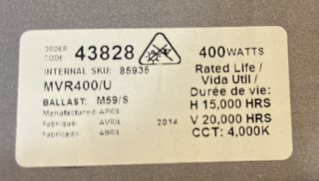 New! GE Multi-Vapor Lamp MVR400/U/ 400 Watts. | eBay