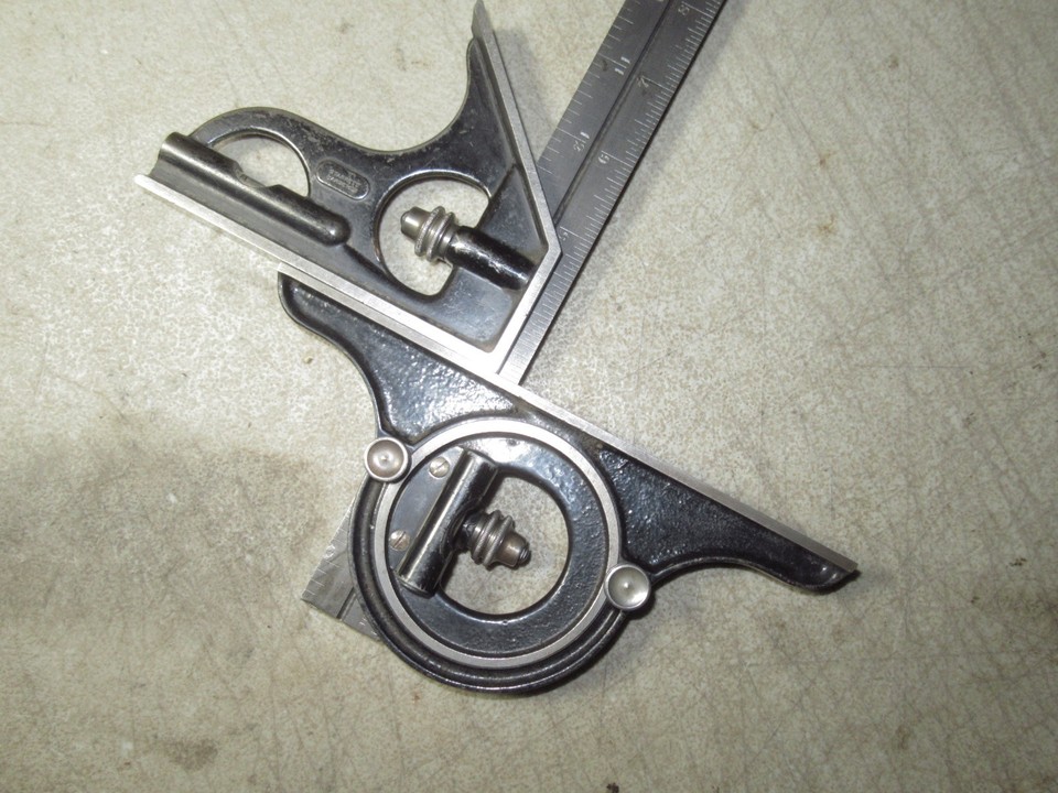 L S Starrett Machinist combination square & angle protractor finder 18 ...