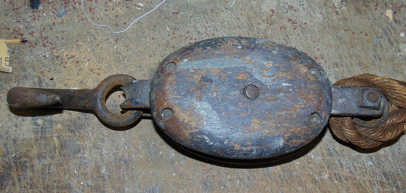 Antique large wooden single block and tackle pulley with hook | eBay