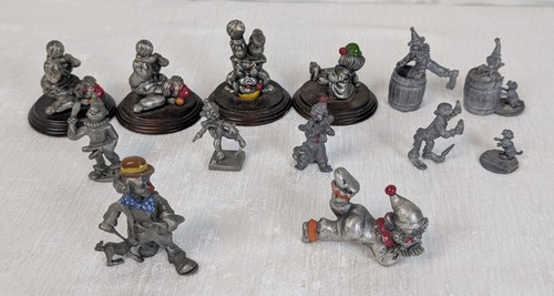 Lot 13 Pewter Clown Figurines George Good, etc Tramp, Circus, Rodeo ...