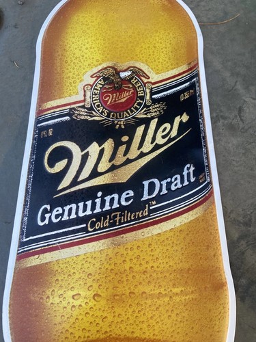 Miller Genuine Draft Metal Beer Bottle Distibutor Sign 30" x 8" Man ...