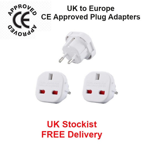 2 x UK To EU Euro Europe European Travel Adaptor Plug 2 Pin Adapter ...