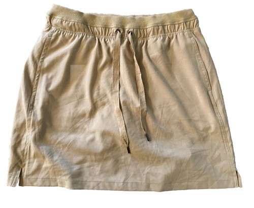 GREEN TEA ACTIVE Woven SKORT Size S- Khaki STRETCH PULL ON Tie Waist ...
