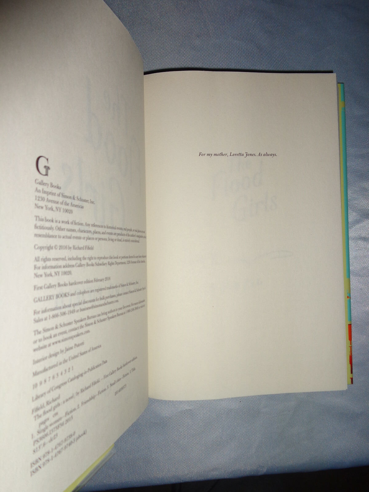 The Flood Girls A Novel by Richard Fifield SIGNED 2016 1st/1st HCDJ ...