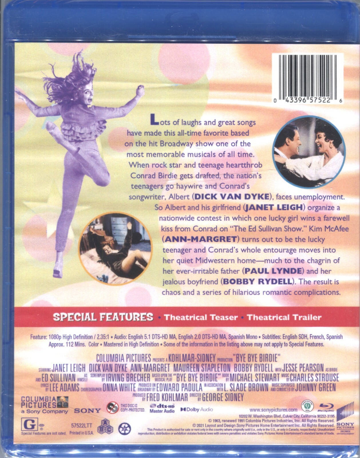 Bobby Rydell BYE BYE BIRDIE Blu-ray ANN-MARGRET Janet Leigh DICK VAN ...