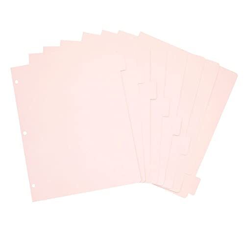 12 Sets Pink 8 Tab Dividers for 3 Ring Binder, Paper Binder Separators ...
