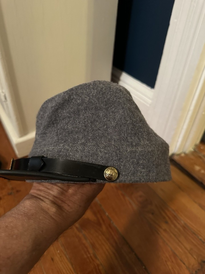 Civil War Confederate Wool Kepi Hat with Leather Brim | eBay