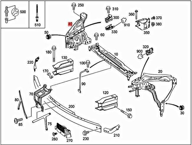 MERCEDES Mercedes-Benz OEM E550 Radiator Support-outer Support Right ...