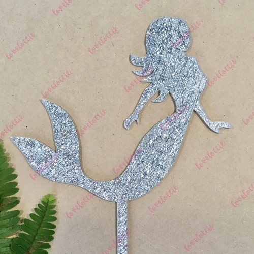 Mermaid Silver Glitter Acrylic Brithday Cake Topper | eBay Australia