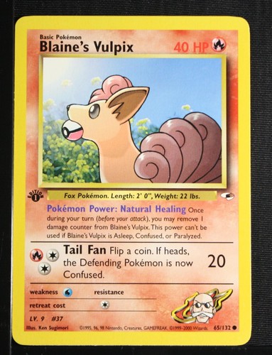 PSA 8 NEAR MINT-MINT 2000 Pokémon Gym Heroes #65 Blaine's Vulpix 1st ...