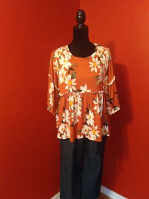 Orange Floral Top | eBay