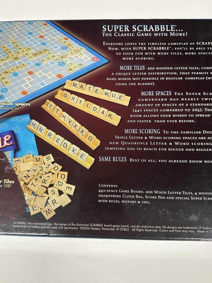 Super Scrabble Board Game Vintage / New Sealed 2004 Hasbro Crossword 2-4 Players | eBay