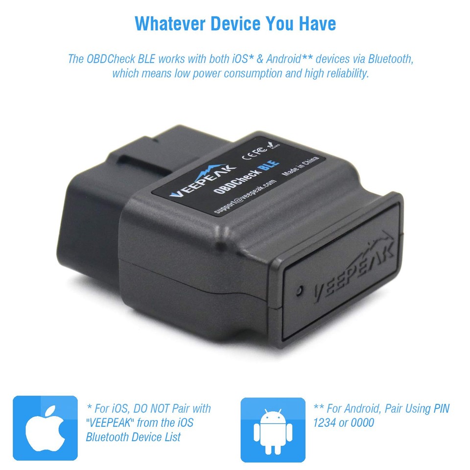 Veepeak OBDCheck BLE OBD2 Bluetooth Scanner Auto OBD II Diagnostic Scan Tool | eBay