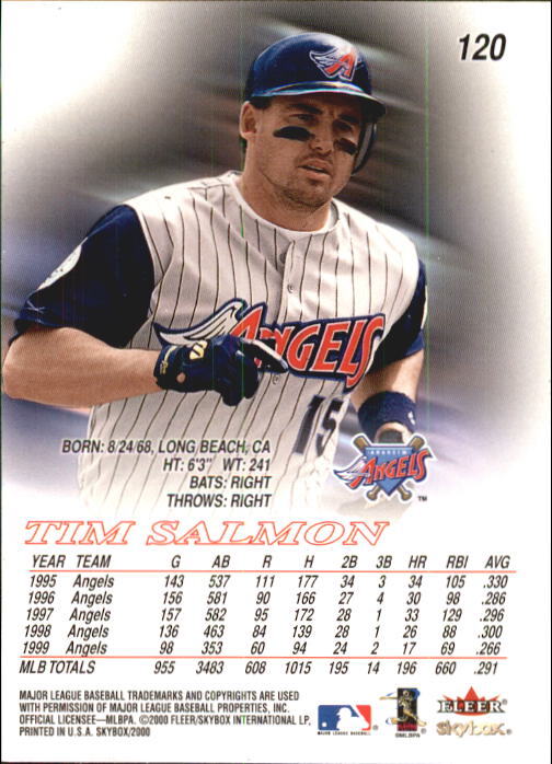 2000 SkyBox Anaheim Angels Baseball Card #120 Tim Salmon | eBay