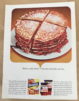 Bisquick pancakes print ad 1965 vintage retro 60s food art Jelly Stack ...