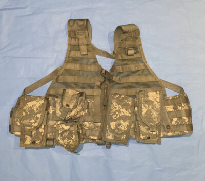 US Military ACU FLC LBV Tactical Vest Digital Camo MOLLE w/5 Pouches ...